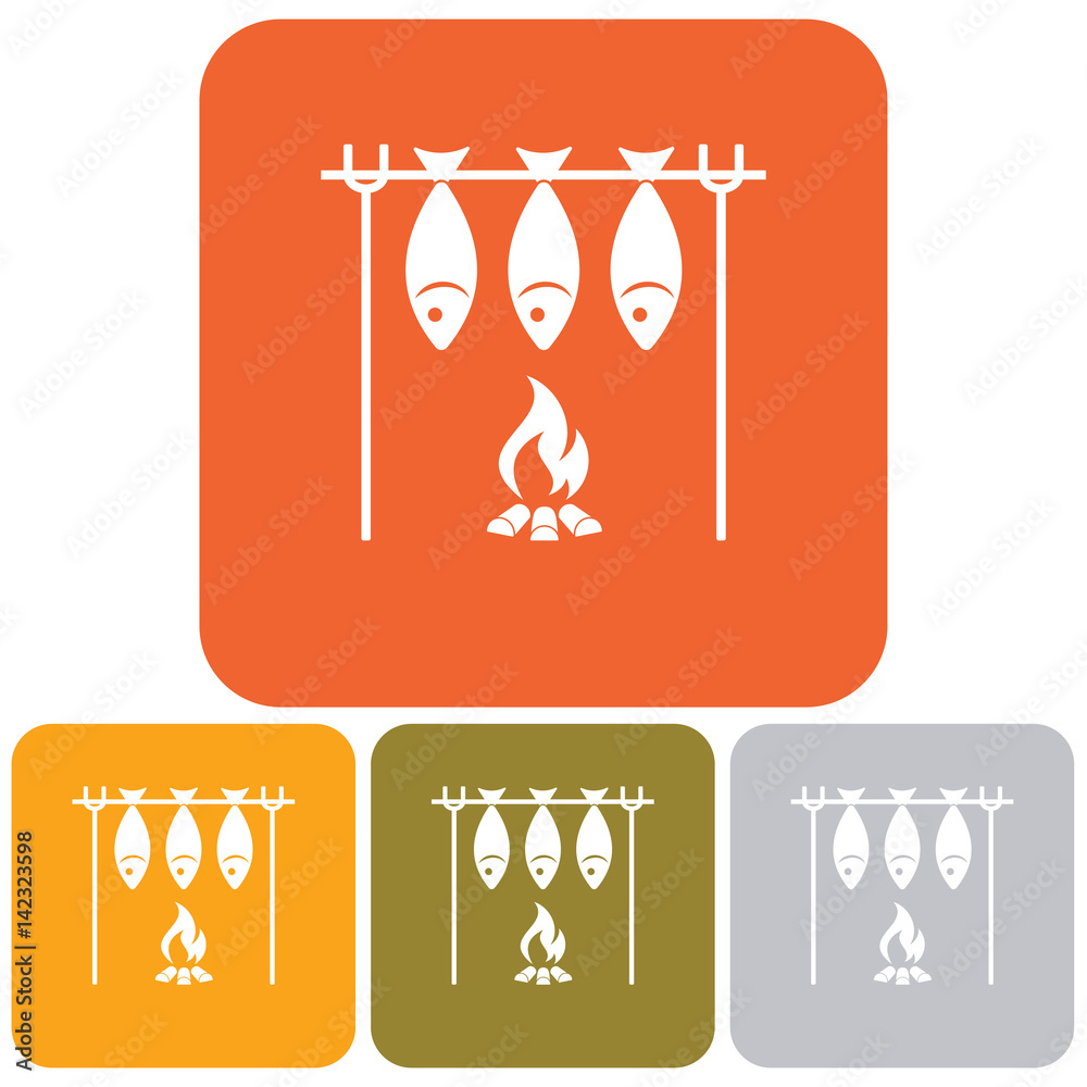 Grilled fish icon. Vector illustration Stock-Vektorgrafik | Adobe Stock