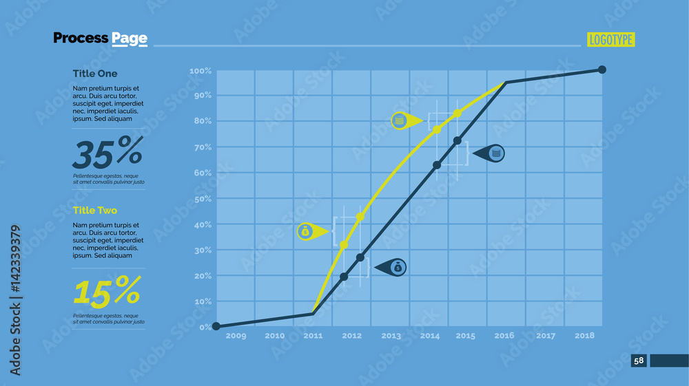 Two Point Charts Comparison Slide Template Stock Vector | Adobe Stock
