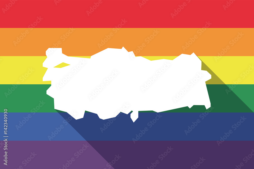 Long shadow gay pride flag with a map of Turkey Stock Vector | Adobe Stock