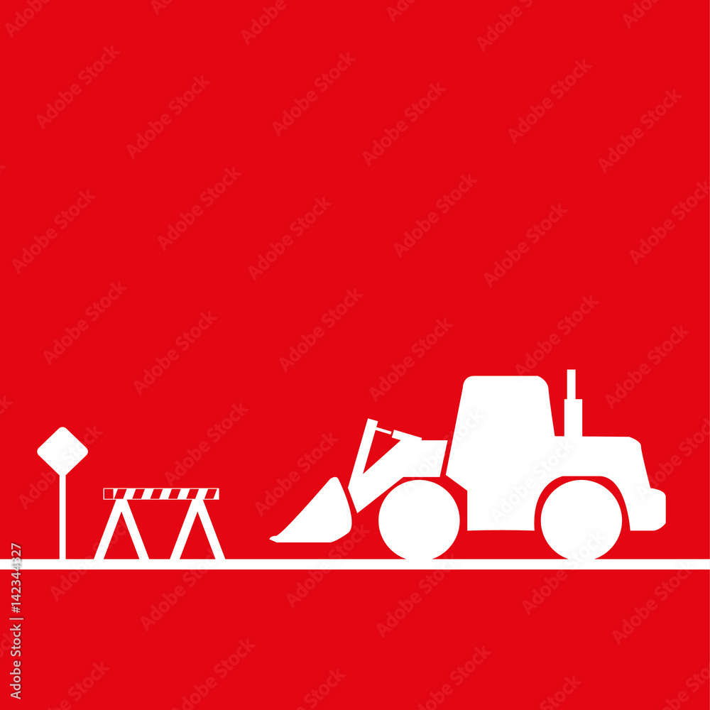 Loader in the workplace. Vector illustration. Red and white view Stock ...