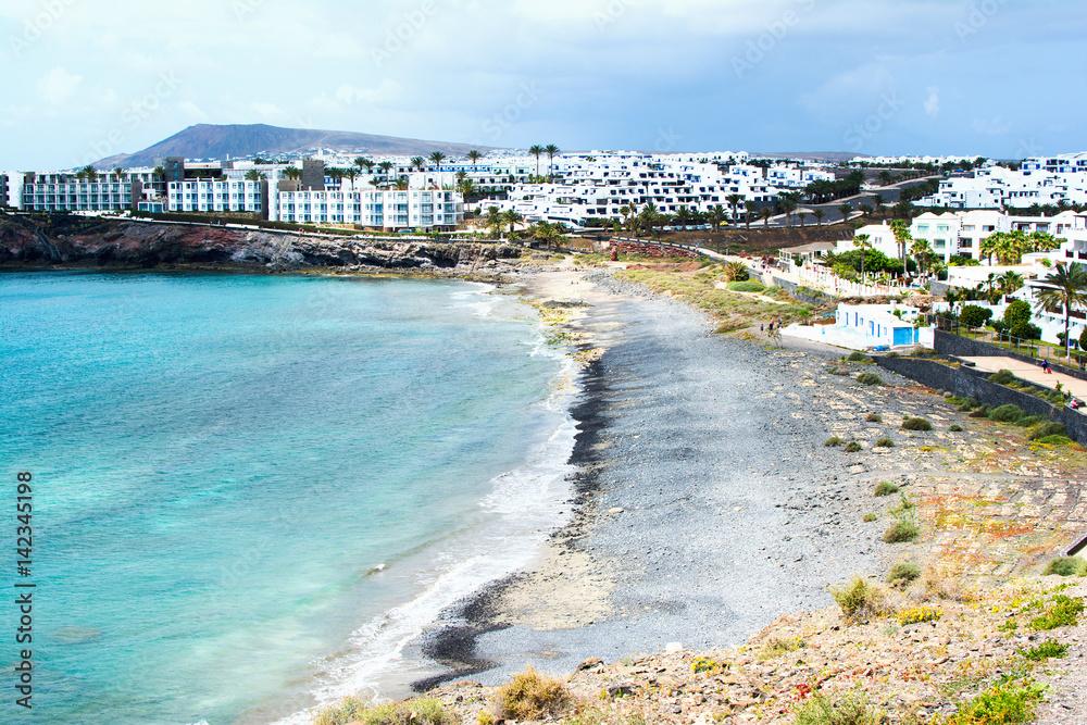 Playa de las Coloradas beach in Playa Blanca Stock Photo | Adobe Stock