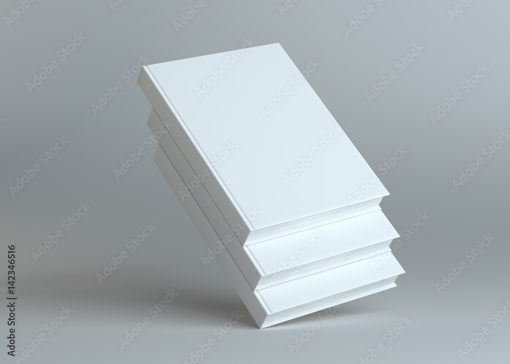 Blank three empty books on grey studio background Stock Illustration ...