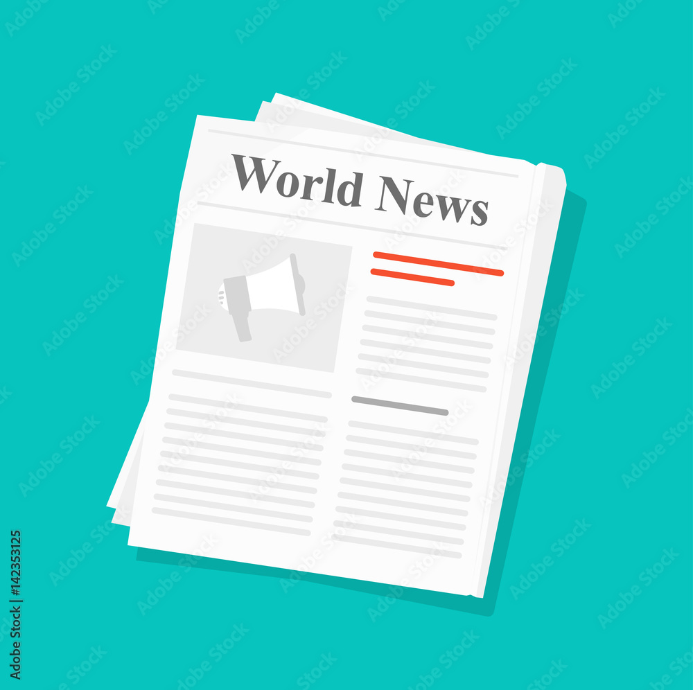 Newspaper vector or daily news paper press illustration isolated, flat ...