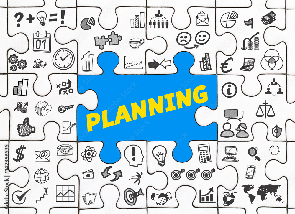 Planning / Puzzle mit Symbole Stock Photo | Adobe Stock