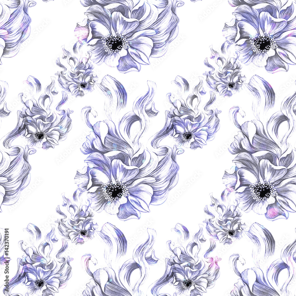 Flowers. Abstract wallpaper with floral motifs. Seamless pattern ...