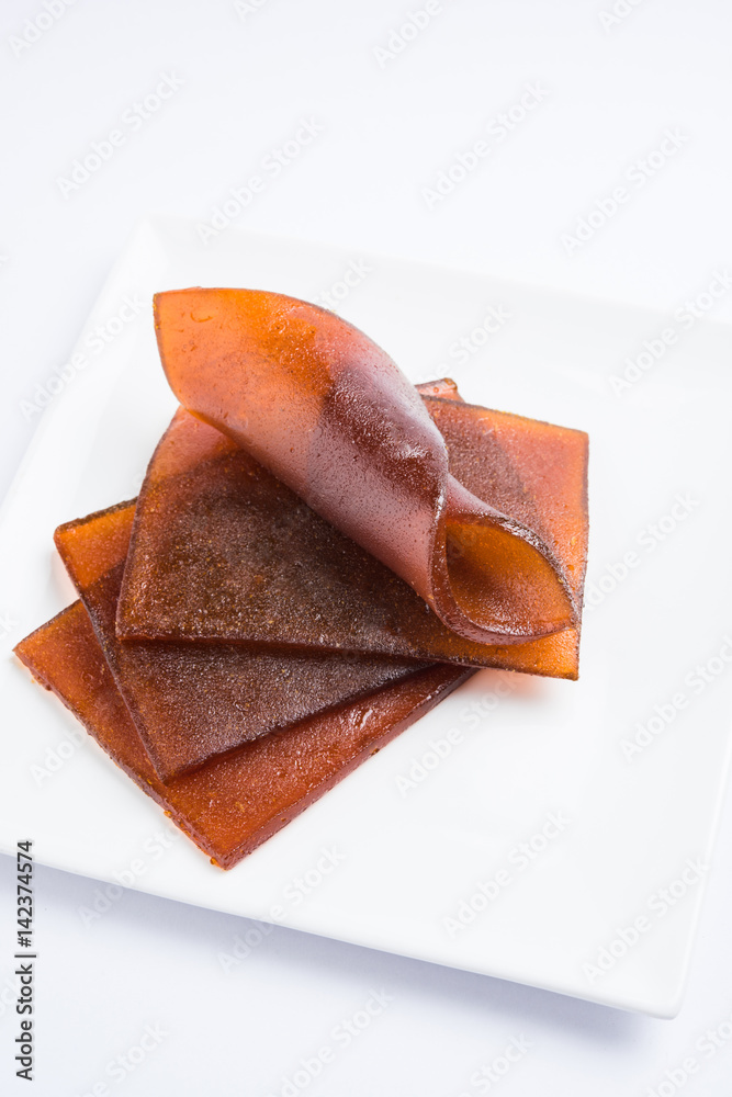 indian alphonso mango's dried jelly called mango papad or mango poli or ...