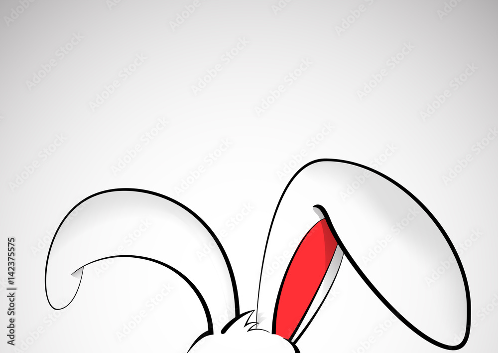 cartoon vector illustration of white bunny or rabbit bended ears Stock ...