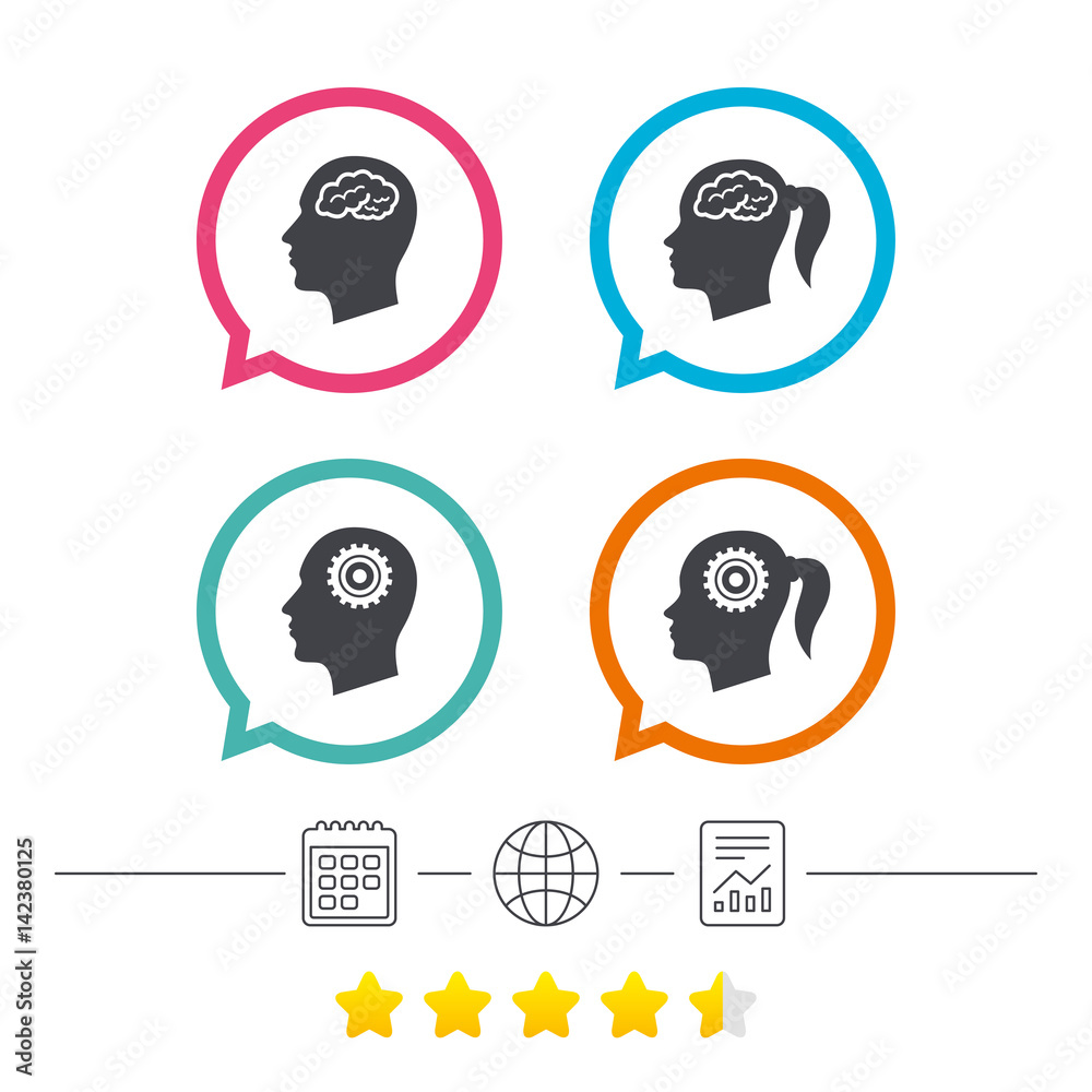 Head with brain icon. Male and female human symbols. Stock Vector ...