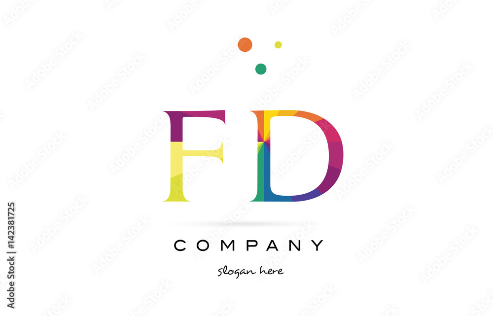 fd f d creative rainbow colors alphabet letter logo icon Stock Vector ...