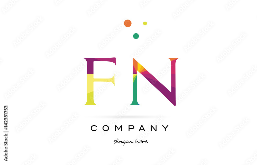fn f n creative rainbow colors alphabet letter logo icon Stock Vector ...