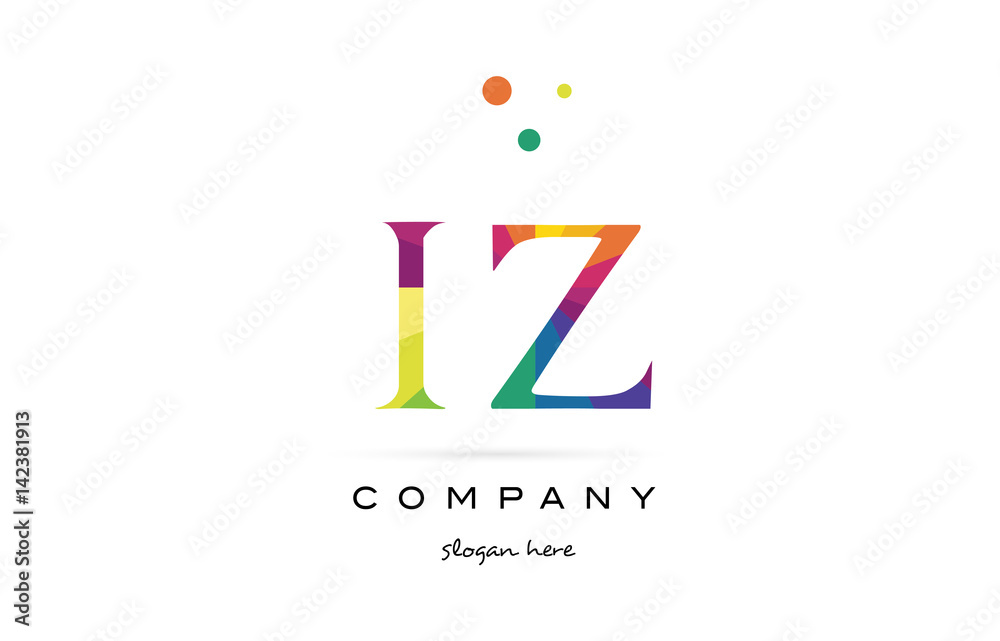 iz i z creative rainbow colors alphabet letter logo icon Stock ...