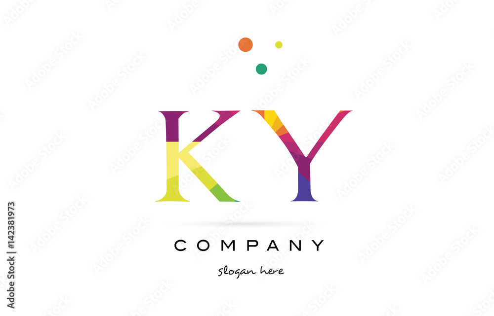 Ky K Y Creative Rainbow Colors Alphabet Letter Logo Icon Stock