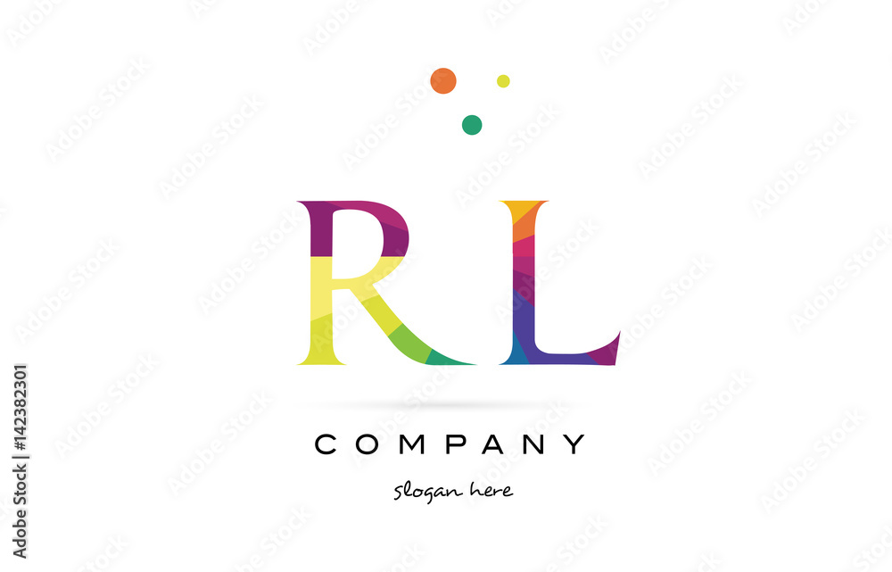 rl r l creative rainbow colors alphabet letter logo icon Stock Vector ...