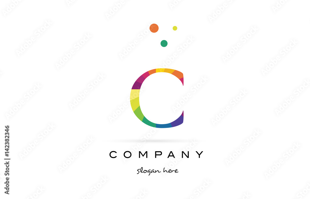 c creative rainbow colors alphabet letter logo icon Stock Vector ...
