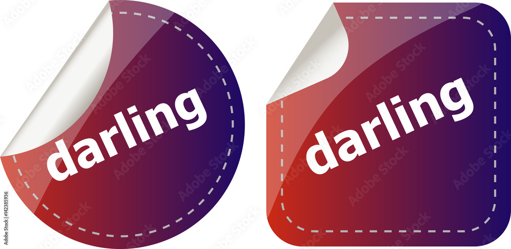 darling word stickers web button set, label, icon Stock Illustration ...