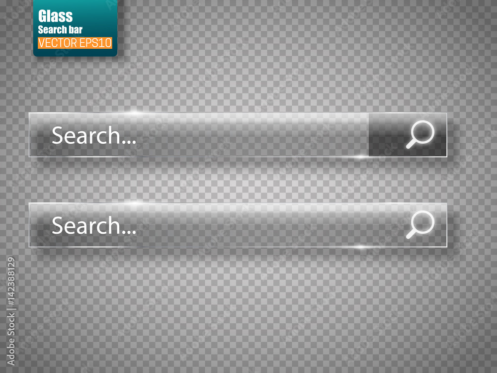 Set of glass search bars isolated . Vector template for websites Stock ...