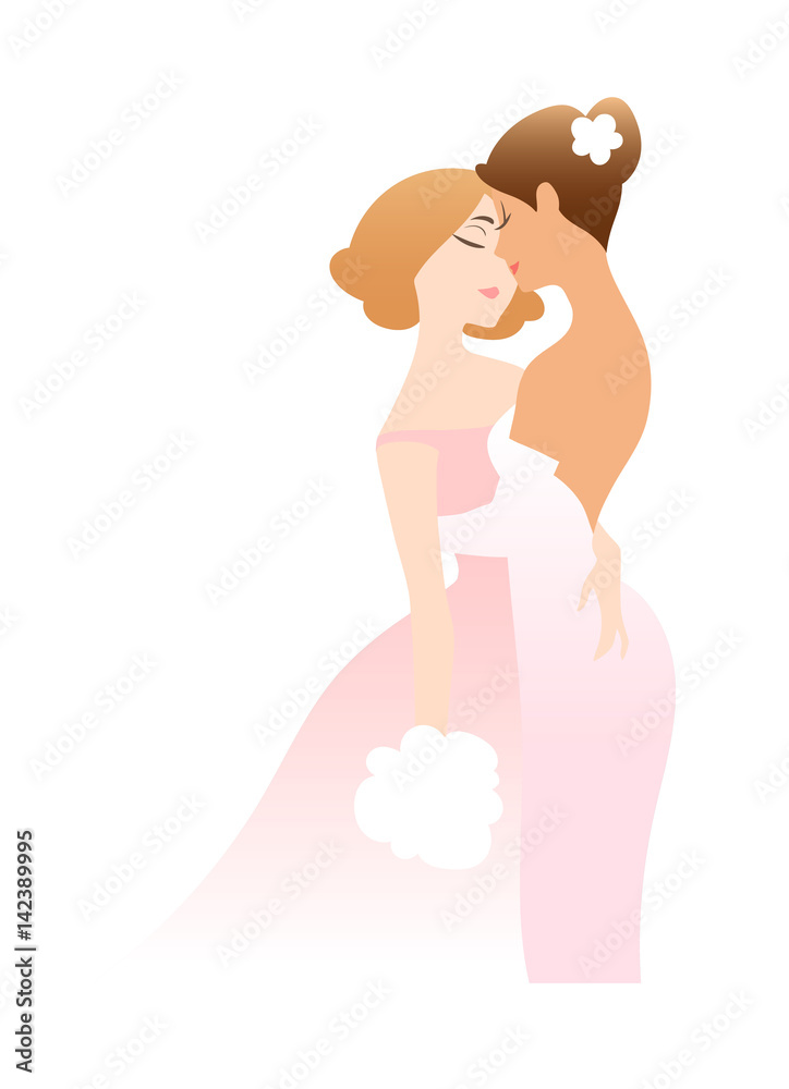 Vecteur Stock Illustration of female same sex couple embracing each ...