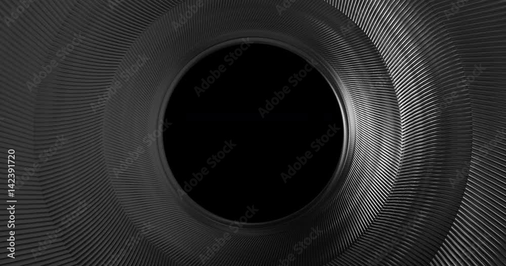 Abstract 4K circular background loop of steel and light for motion ...