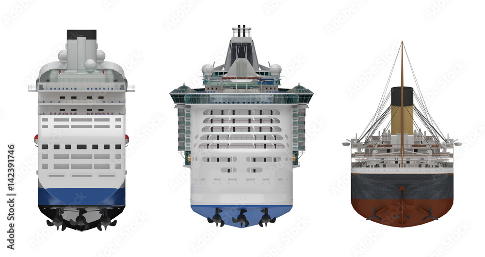 steamship rear view isolated white 3d rendering Stock Photo | Adobe Stock