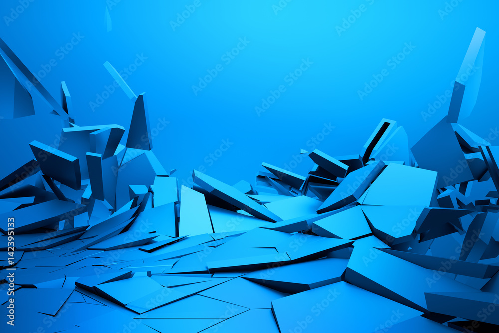 Abstract 3d rendering of cracked surface. Background with broken shape ...