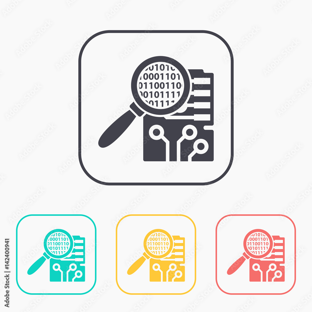 Circuit board inspection flat icon. Digital service vector illustration ...