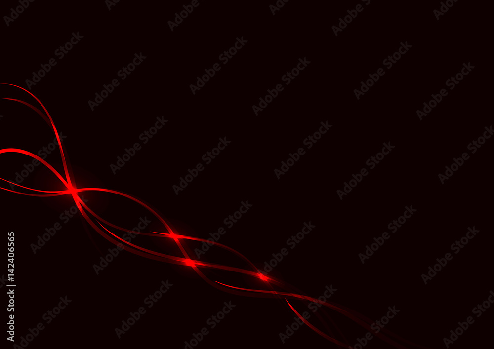 Red neon waves on a dark background. Stock 벡터 | Adobe Stock