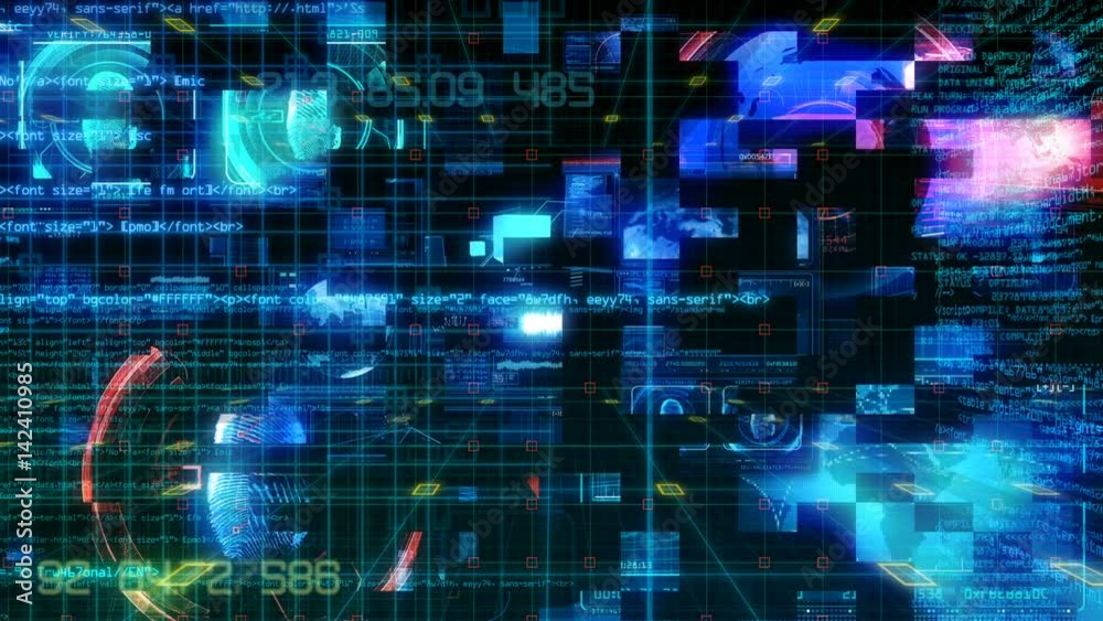 Technology Interface Computer Data Digital Screen Stock Video | Adobe Stock