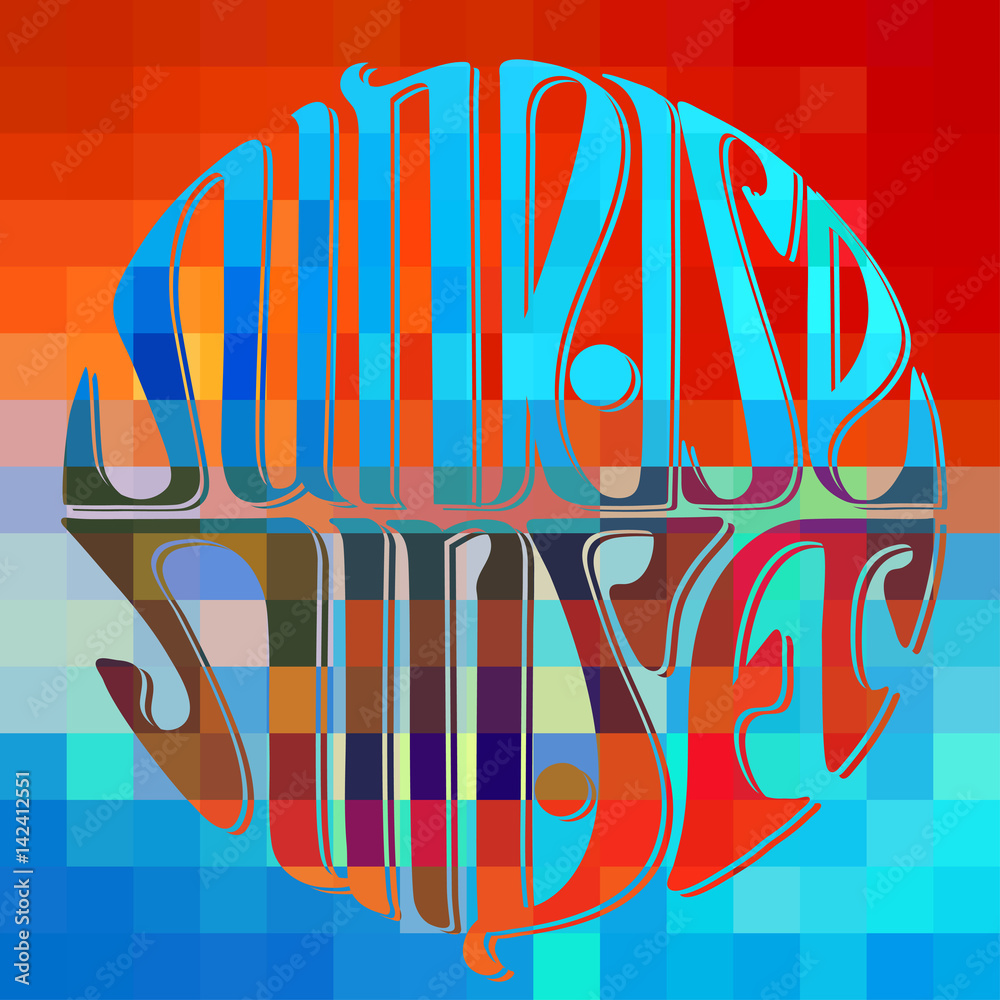 Lettering sunset and sunrise Stock Vector | Adobe Stock