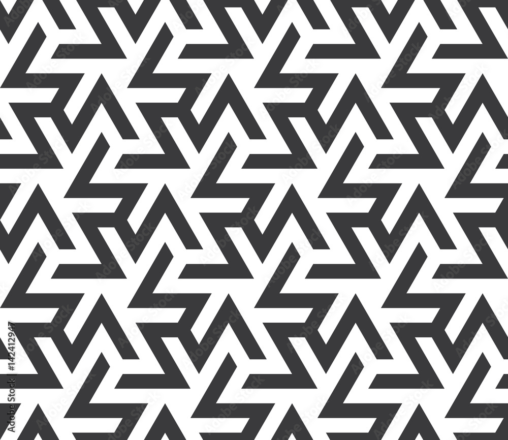 Seamless black and white vintage tribal arabic isometric mod pattern ...
