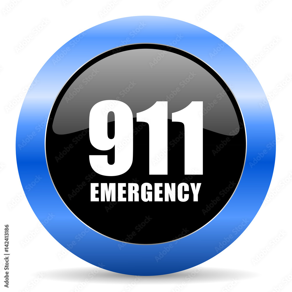 Number emergency 911 black and blue web design round internet icon with ...