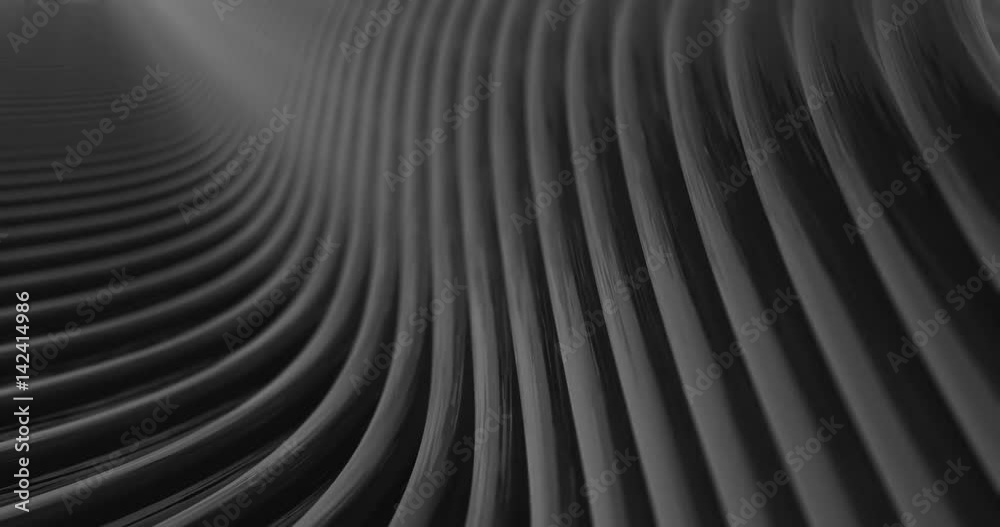 Abstract 4K background seamless loop of steel curves and texture with ...