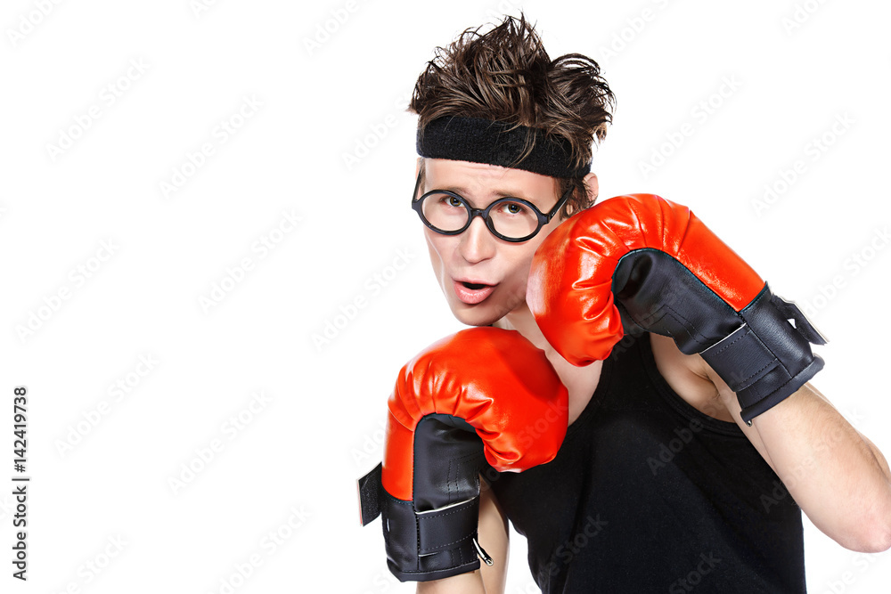brave skinny boxer Stock Photo | Adobe Stock