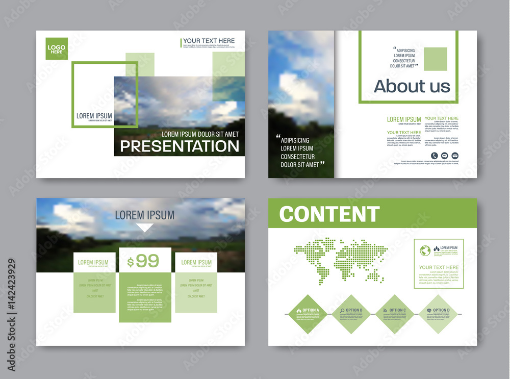 Set of presentation layout design template for powerpoint. Annual ...