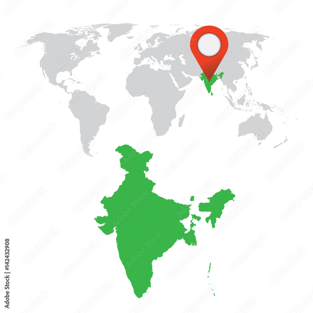 Fototapeta Detailed map of India and World map navigation set. Flat ...