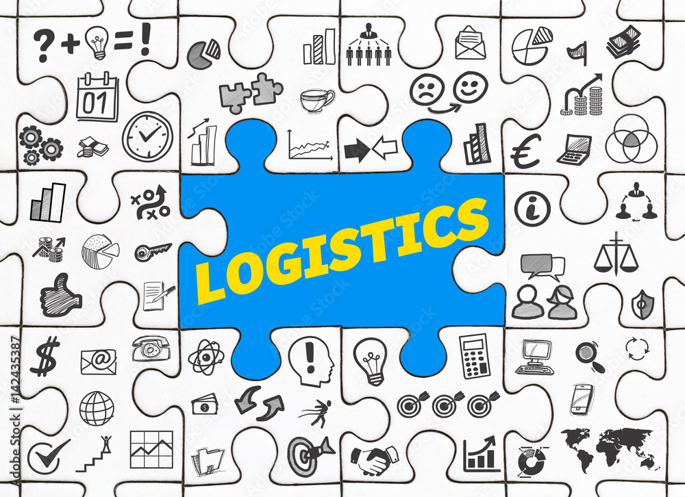 Logistics / Puzzle mit Symbole Stock Illustration | Adobe Stock