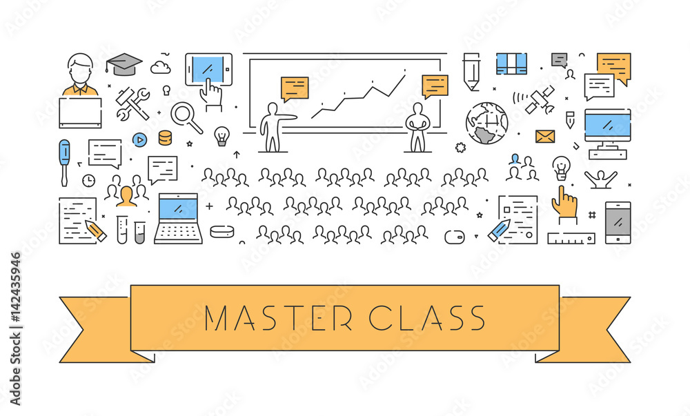Vector line web banner for master class Stock Vector | Adobe Stock