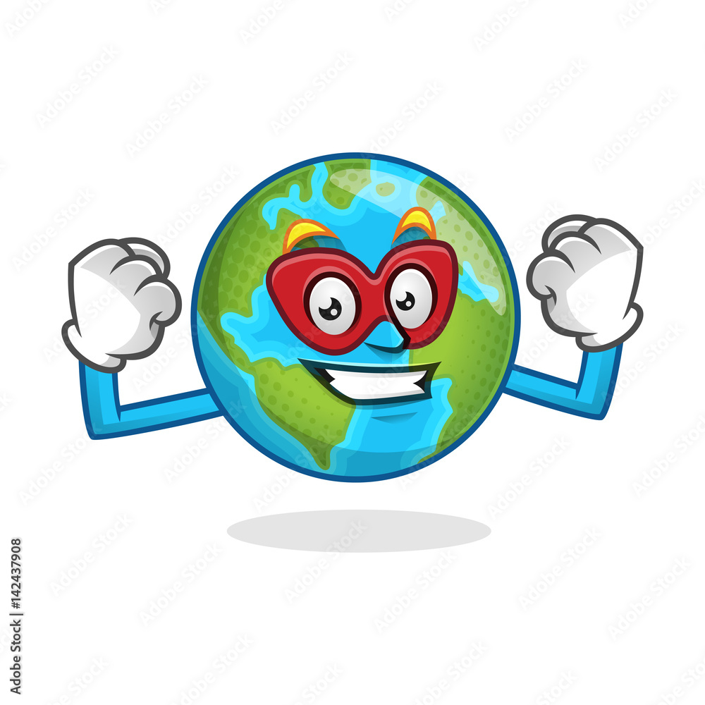 Superhero earth mascot, superhero earth character, earth cartoon vector ...