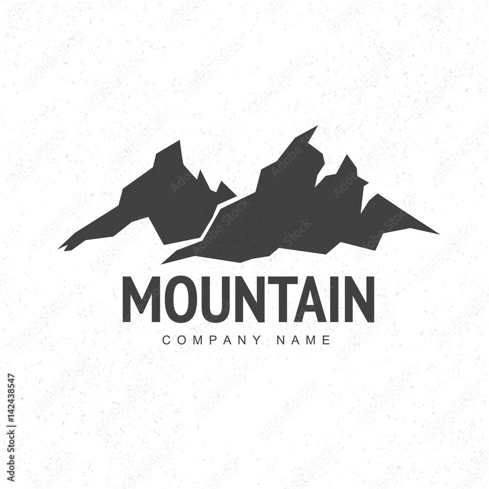 Mountains logo template with abstract peaks background. Mountain ...