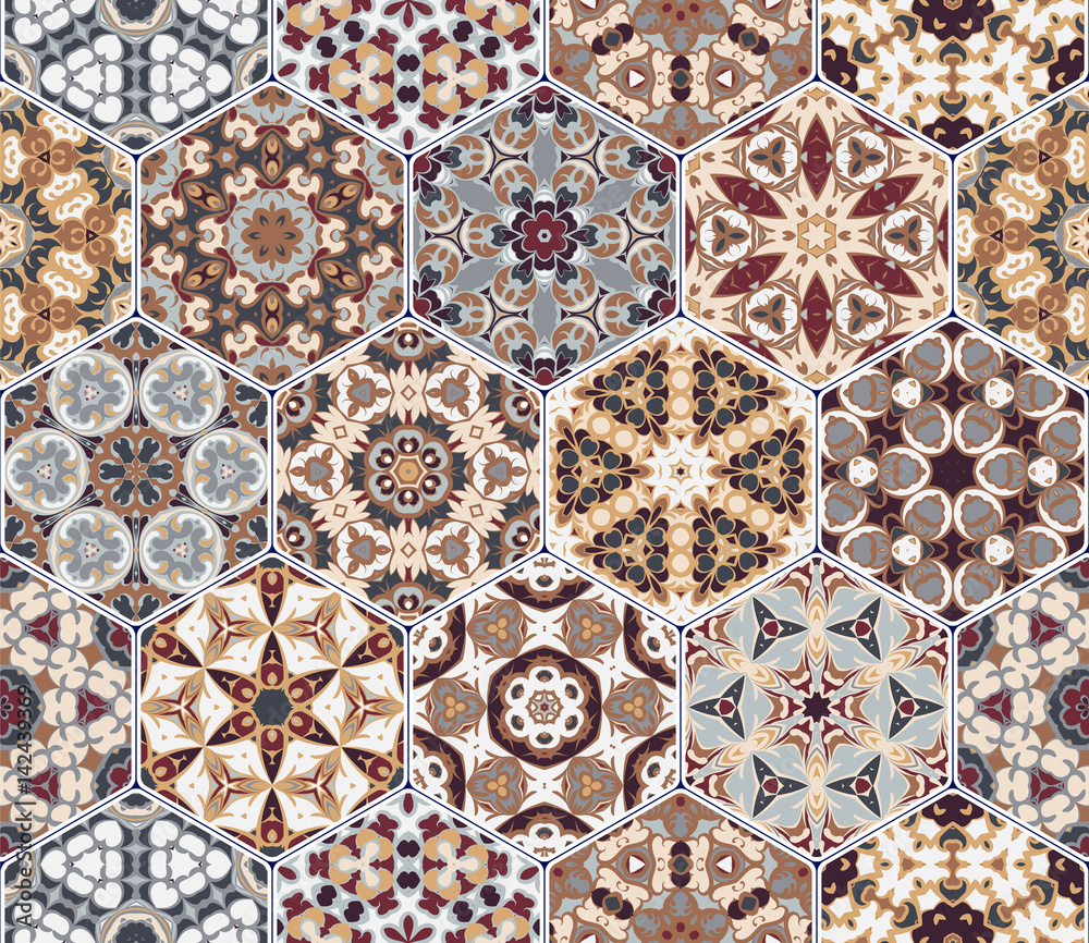 Vector set of hexagonal patterns. Stock Vector | Adobe Stock