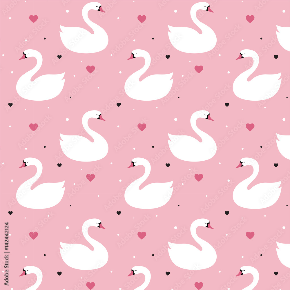 seamless swan pattern vector illustration Stock Vector | Adobe Stock