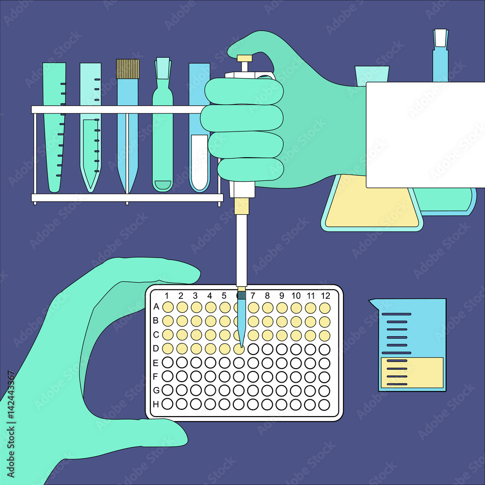 hand holding pcr plate Stock Vector | Adobe Stock