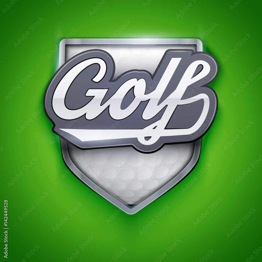 Premium symbol of Golf label and emblem. Shield with basketball ball ...