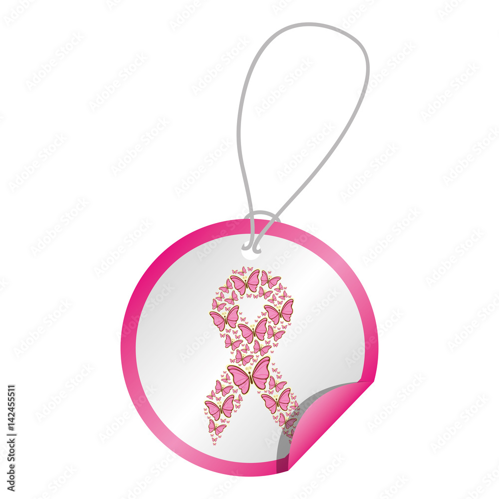 circular label with breast cancer symbol, vector illustration design ...
