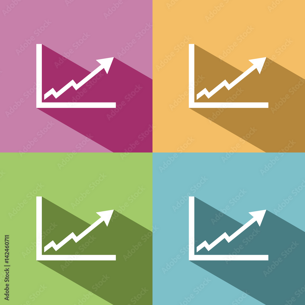 Benefits chart icon with shade on colored background Stock Vector ...