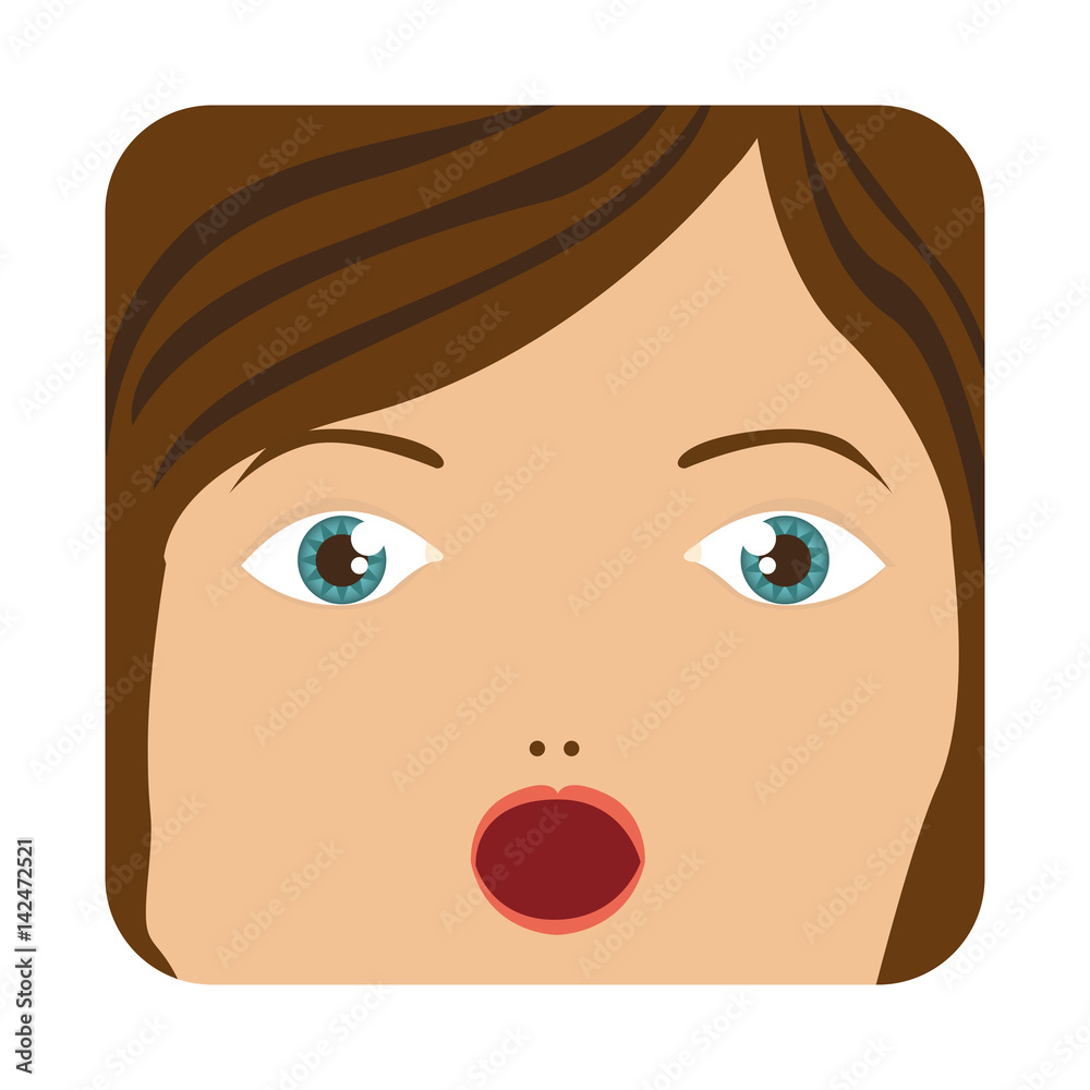 cartoon human female face surprised vector illustration Stock Vector ...