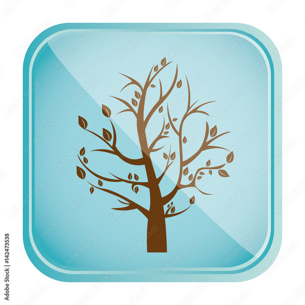 color square frame and blue background with fall tree vector ...