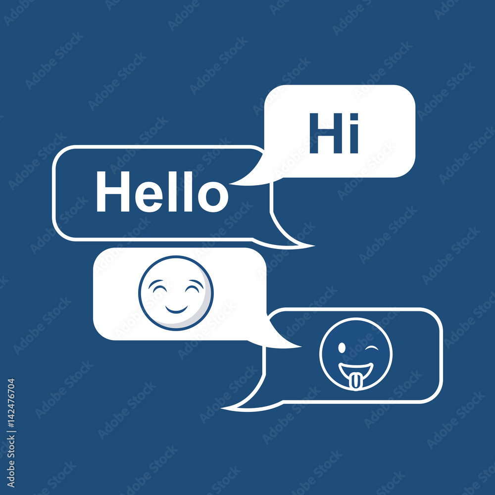 chat with emoticon faces over blue background. vector illustration ...