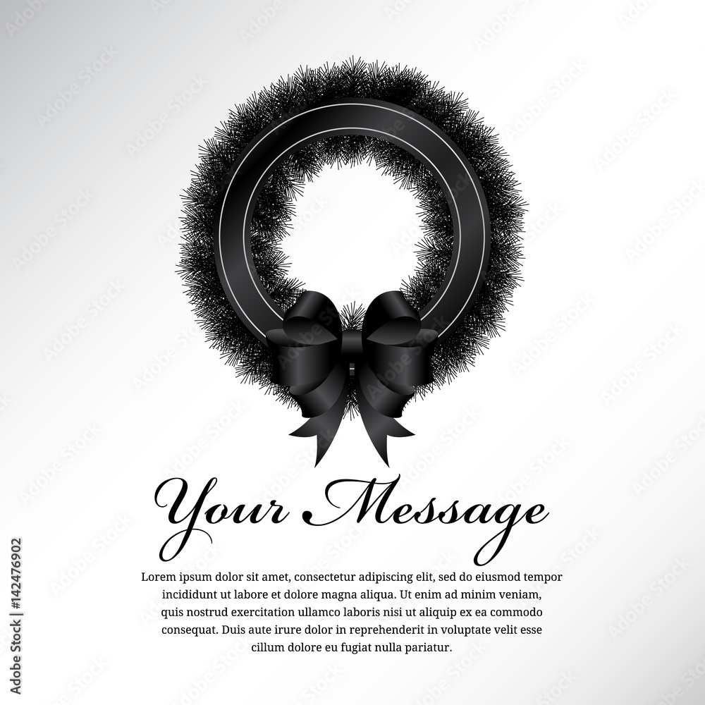 Black Ribbon Wreath Funeral Mourning Wreath Vector Design Stock Vector ...