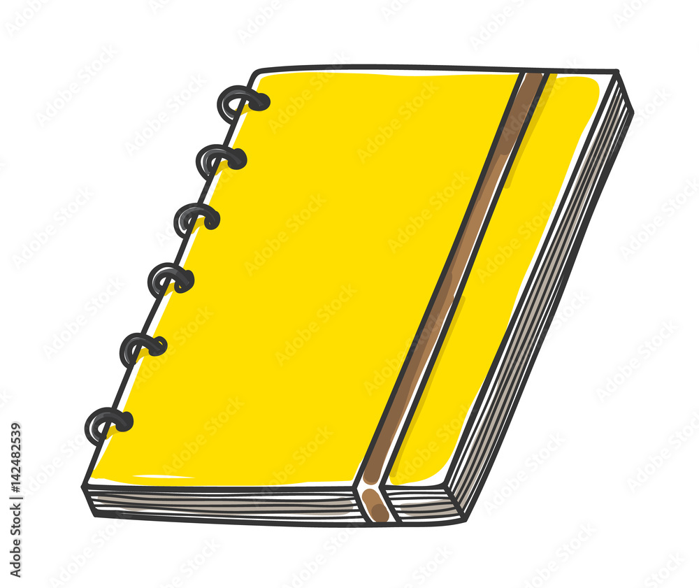 yellow notebook line art hand darwn vector art illustration Stock ...