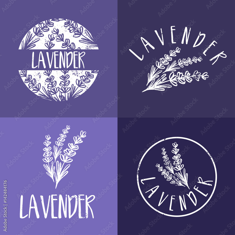 Set of template logo design of abstract icon lavender. Vector ...